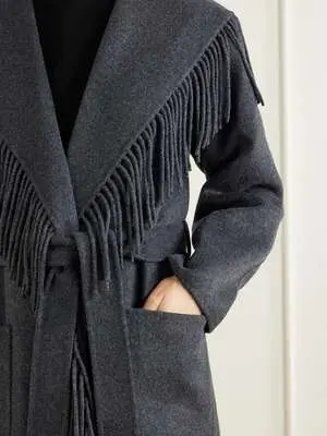 Simkhai Carrie Fringed Wool-blend Coat