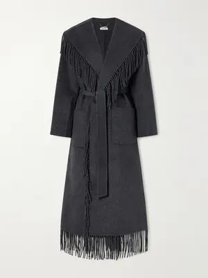 Simkhai Carrie Fringed Wool-blend Coat - Gray