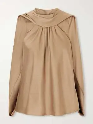 Simkhai Scarlett Gathered Satin Cape Top
