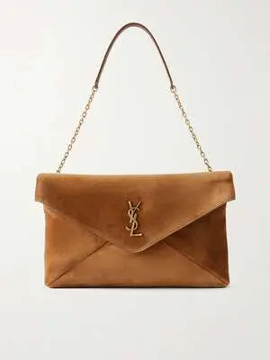 Saint Laurent Cassandre Suede Shoulder Bag - Brown