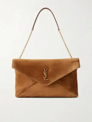Saint Laurent Cassandre Suede Shoulder Bag - Brown