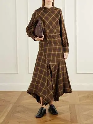 Co Draped Checked Crepe Shirt
