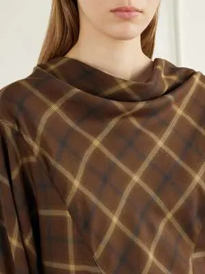 Co Draped Checked Crepe Shirt