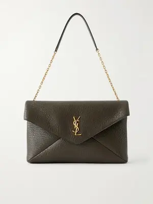 Saint Laurent Cassandre Textured-leather Shoulder Bag - Gray