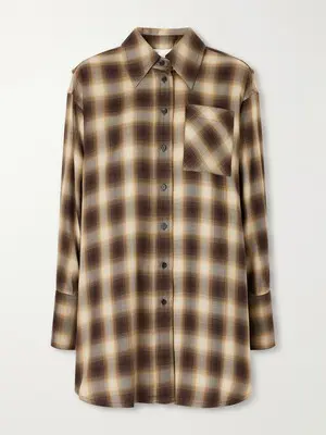 Co Checked Lyocell Shirt - Brown