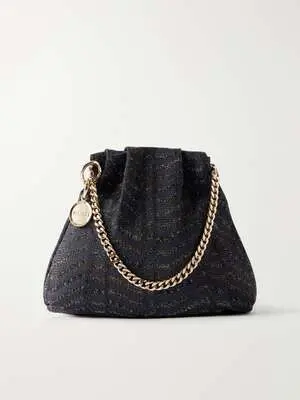 Missoni Greek Key Striped Metallic Shoulder Bag - Blue