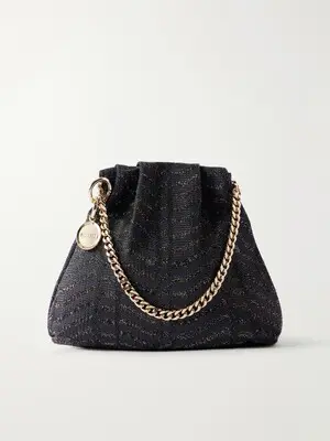 Missoni Greek Key Striped Metallic Shoulder Bag - Blue