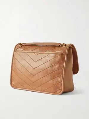 Saint Laurent Niki Crinkled Leather Shoulder Bag - Brown