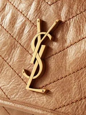 Saint Laurent Niki Crinkled Leather Shoulder Bag - Brown