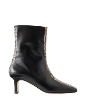 AeydĒ Billie Stripe 55 Snake-effect Trimmed Leather Ankle Boots