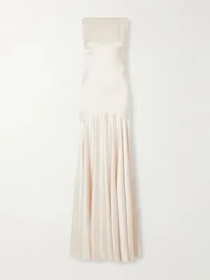 ILKYAZ OZEL Datura Draped Satin Gown - Neutrals