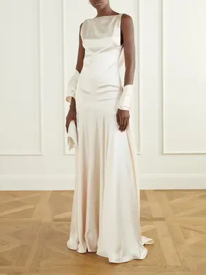 ILKYAZ OZEL Datura Draped Satin Gown