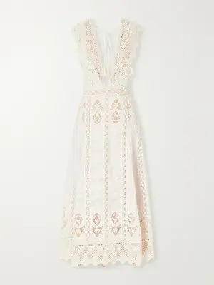 Johanna Ortiz Grace In The Open Fields Crochet Maxi Dress - Neutrals