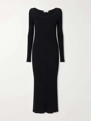 Le Kasha Ternil Ribbed Cashmere Maxi Dress - Black