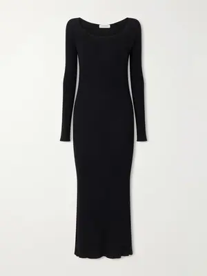 Le Kasha Ternil Ribbed Cashmere Maxi Dress - Black