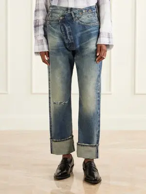 R13 Cuffed Crossover Straight-leg Jeans