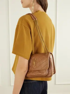 Saint Laurent Niki Crinkled-leather Shoulder Bag - Brown