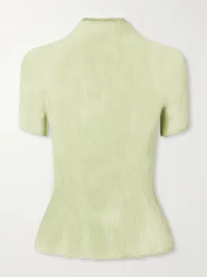 Issey Miyake Twist Plissé-chiffon Blouse - Green