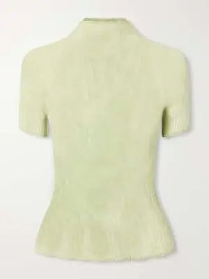 Issey Miyake Twist Plissé-chiffon Blouse - Light Green