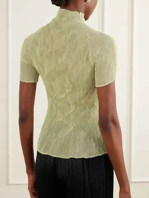 Issey Miyake Twist Plissé-chiffon Blouse