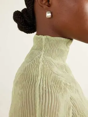 Issey Miyake Twist Plissé-chiffon Blouse