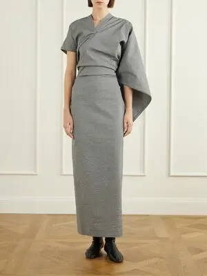 Issey Miyake Draped Stretch Washi-blend Maxi Dress - Gray