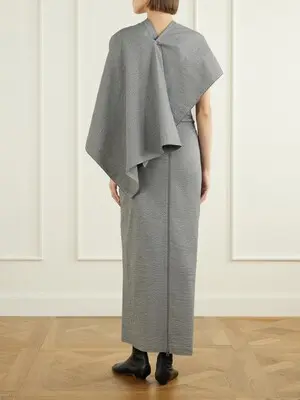 Issey Miyake Draped Stretch Washi-blend Maxi Dress - Gray