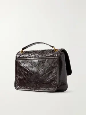 Saint Laurent Niki Baby Quilted Crinkled-leather Shoulder Bag - Brown