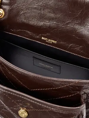 Saint Laurent Niki Baby Quilted Crinkled-leather Shoulder Bag - Brown