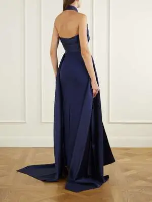 Solace London Rumi Halterneck Crepe Gown