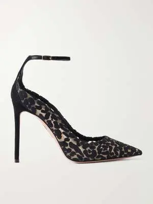 AQUAZZURA Panthera 105 Leopard-print Leather Pumps - Black