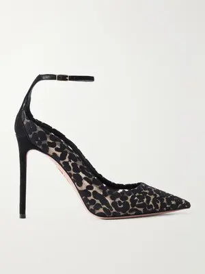 AQUAZZURA Panthera 105 Leopard-print Leather Pumps - Black