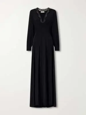 Rixo Emory Lace-trimmed Silk-crepe De Chine Maxi Dress - Black