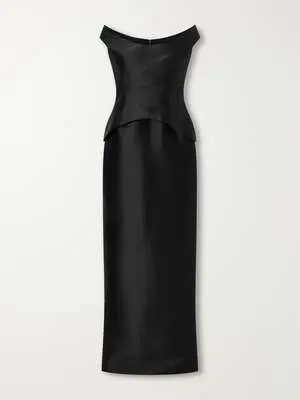 Solace London Pieta Off-the-shoulder Twill Gown - Black
