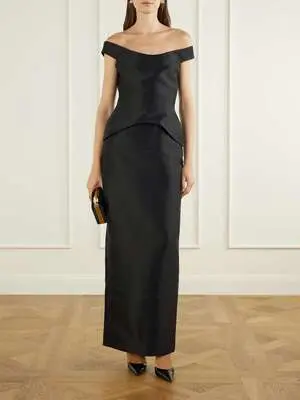 Solace London Pieta Off-the-shoulder Twill Gown