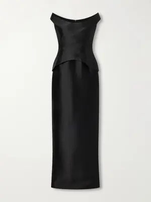 Solace London Off-the-shoulder Twill Gown - Black