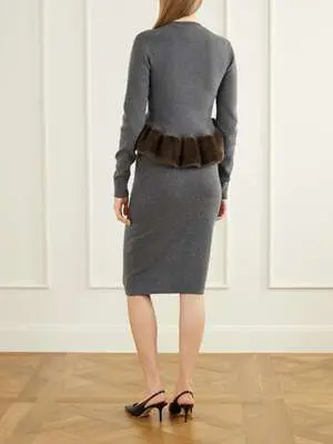 Stella McCartney Shearling-trim Wool-blend Cardigan