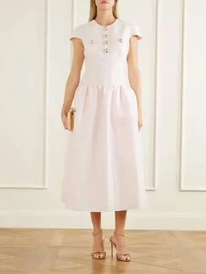 SELF-PORTRAIT Embellished Taffeta Midi Dress