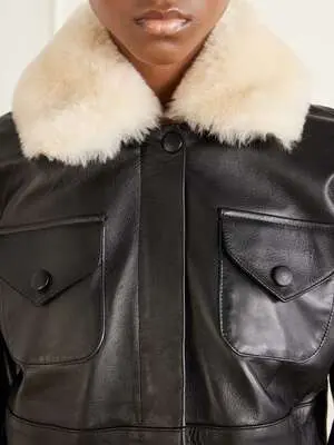 LIBEROWE Raja Cropped Shearling-trimmed Leather Jacket