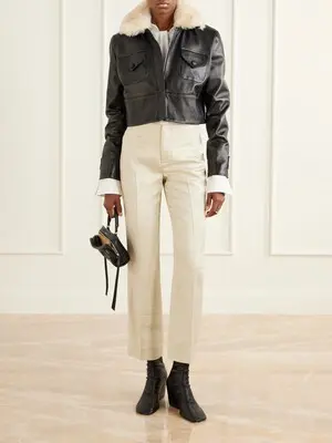 LIBEROWE Raja Cropped Shearling-trimmed Leather Jacket