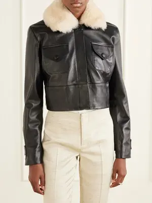 LIBEROWE Raja Cropped Shearling-trimmed Leather Jacket