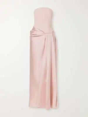 Solace London Seri Strapless Crepe Gown - Pink