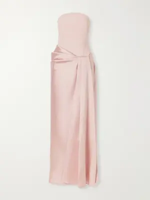 Solace London Seri Strapless Crepe Gown - Pink