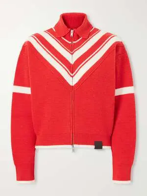 Stella McCartney Striped Wool Zip-up Cardigan - Red