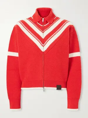 Stella McCartney Striped Wool Zip-up Cardigan - Red