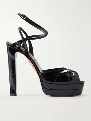 AQUAZZURA Moves Plateau 130 Patent-leather Sandals - Black