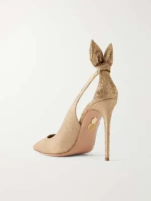AQUAZZURA Bow Tie 105 Satin And Leather Pumps