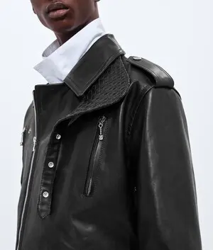 Bottega Veneta Rubbery Leather Biker Jacket