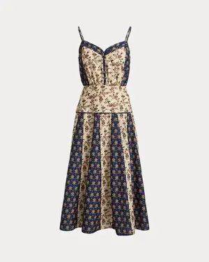 Ralph Lauren Sleeveless Mixed-print Paneled Dress