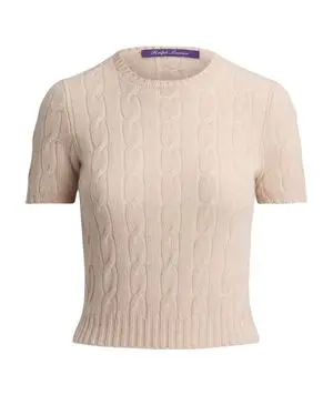 Ralph Lauren Cable-knit Cashmere Cropped Sweater - Sand